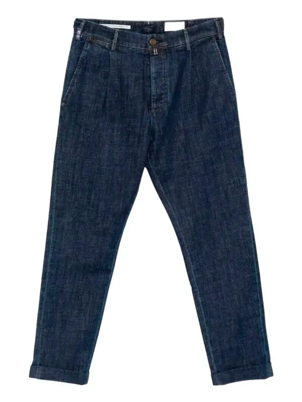 Jacob Cohen Pleated Straight-leg Jeans - Dark Blue