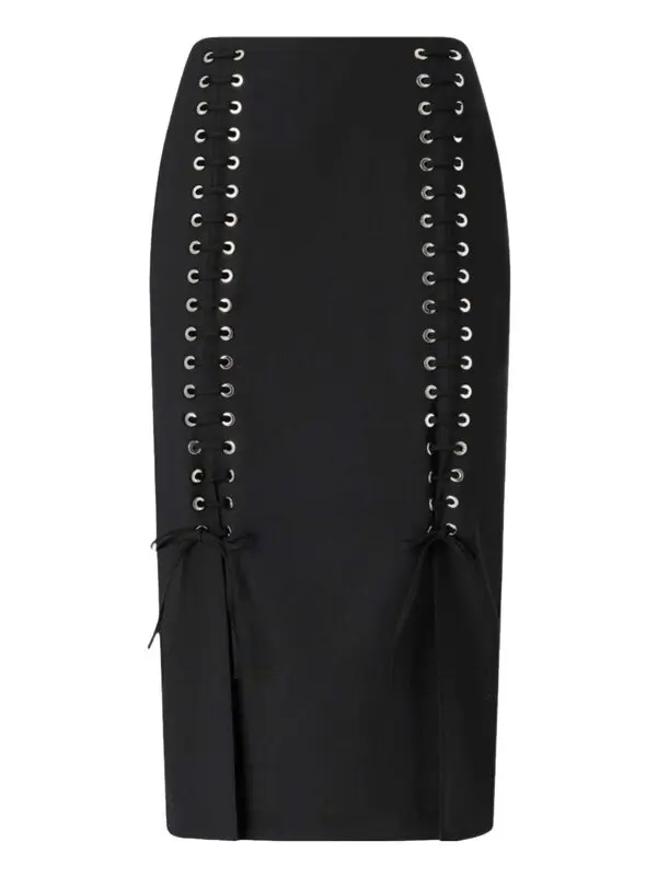 Pinko Lace-up Front-slit Skirt - Black
