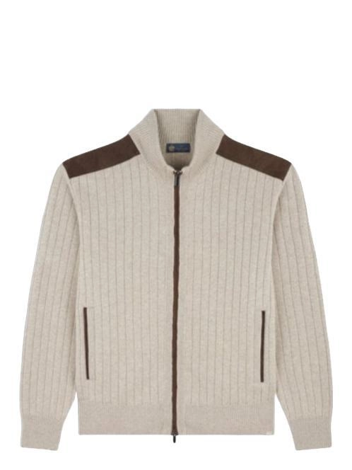 Paul & Shark Long Sleeve Zip-up Cardigan - Beige