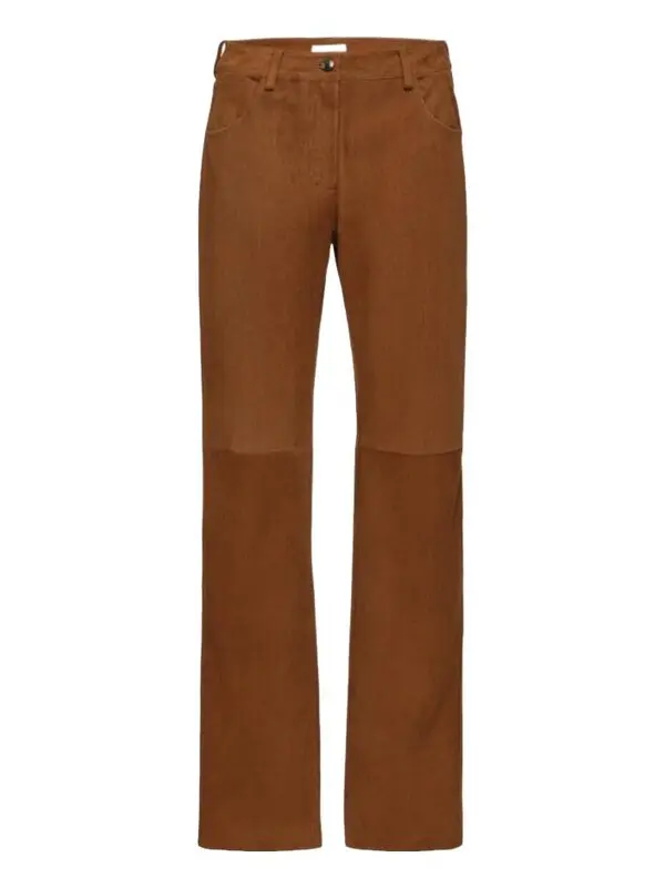 Magda Butrym Corduroy-effect Leather Trousers - Brown