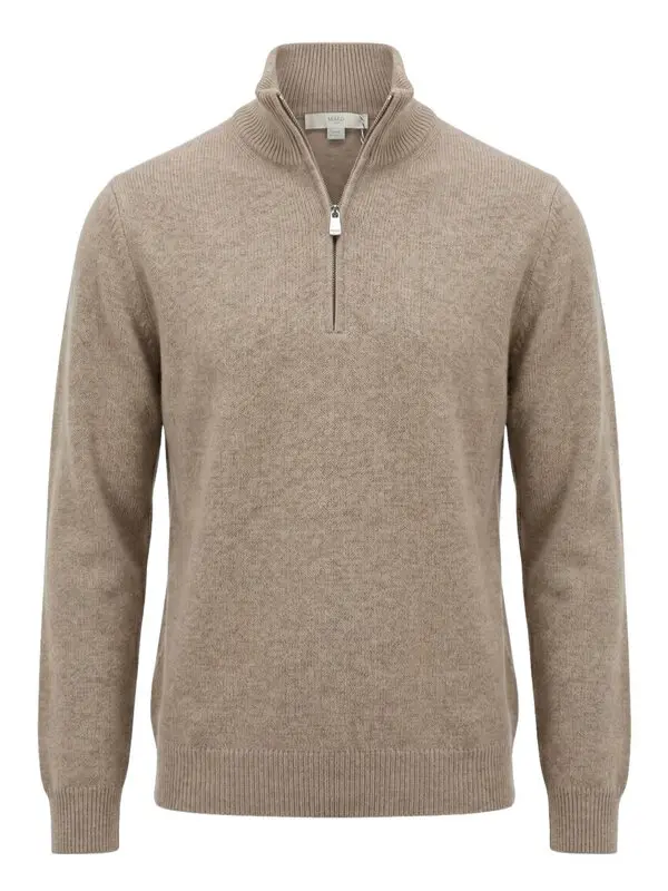 Malo Long-sleeved Quarter Zip Sweater - Noce