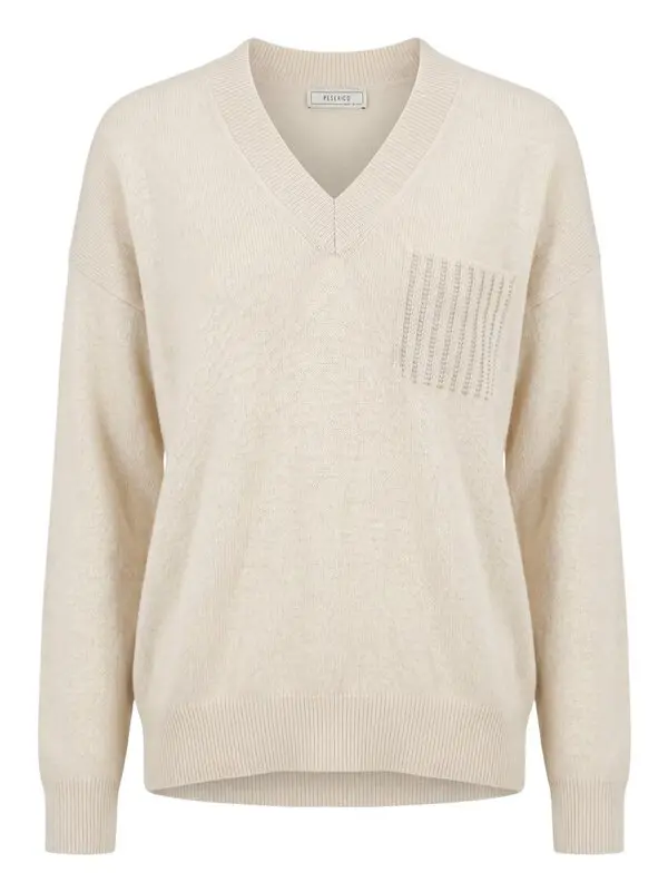 Peserico V-neck Sweater - Beige Ghiacciato