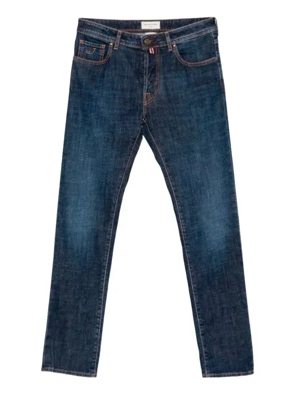 Jacob Cohen Logo-patch Straight-leg Jeans - Medium Blue