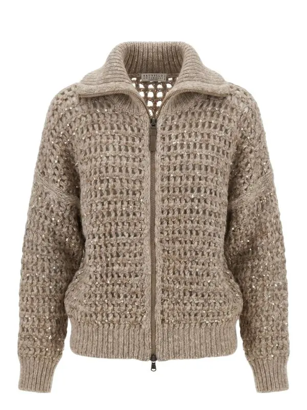 Brunello Cucinelli Dazzling Net Cardigan - Brown