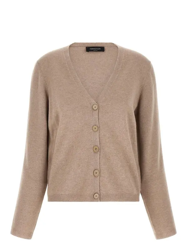 Fabiana Filippi Filo Diamante V-neck Cardigan - Beige