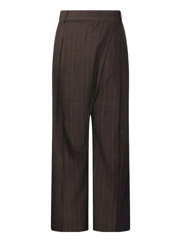 GANNI Striped Tailored Trousers - Brown