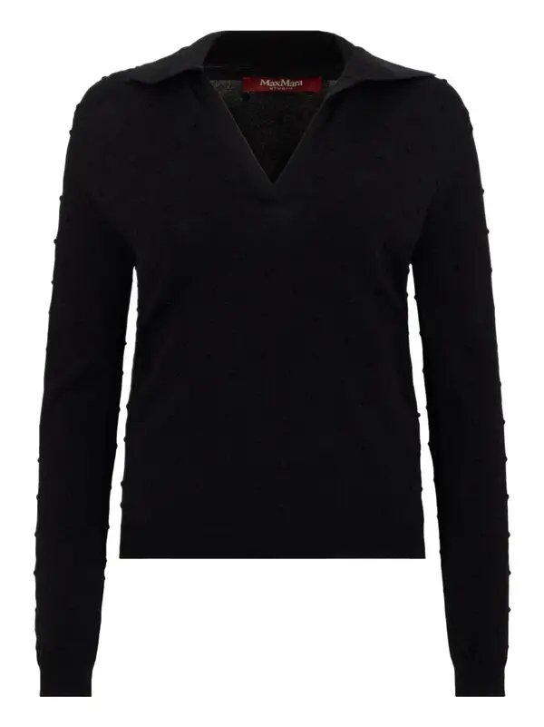 Max Mara Bobble-knit Polo Sweater - Black