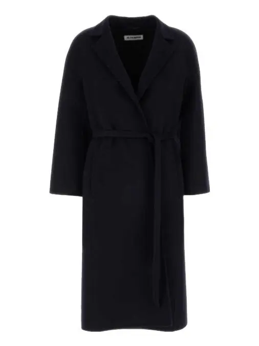 JIL SANDER Belted Wrap Coat - Navy