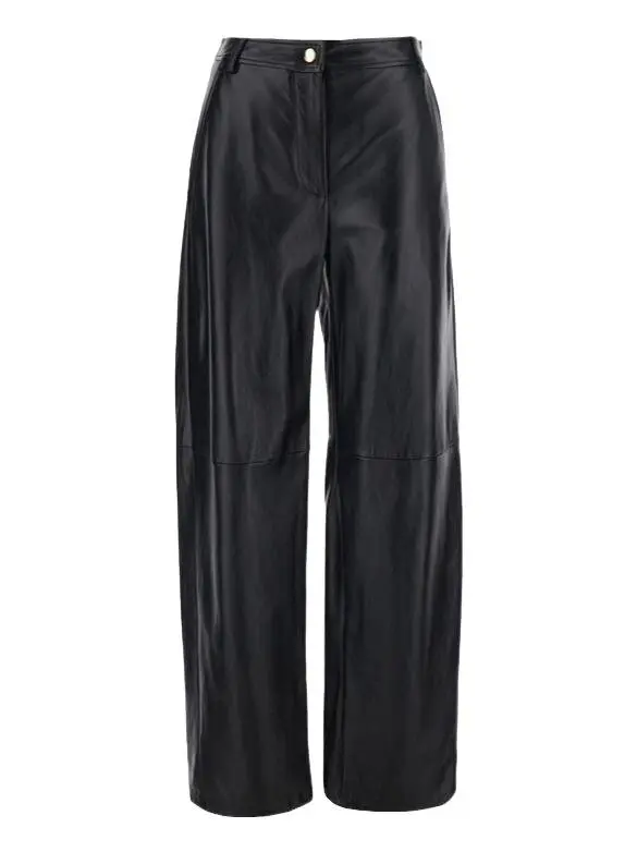 Max Mara Legno Wide-leg Leather Trousers - Black