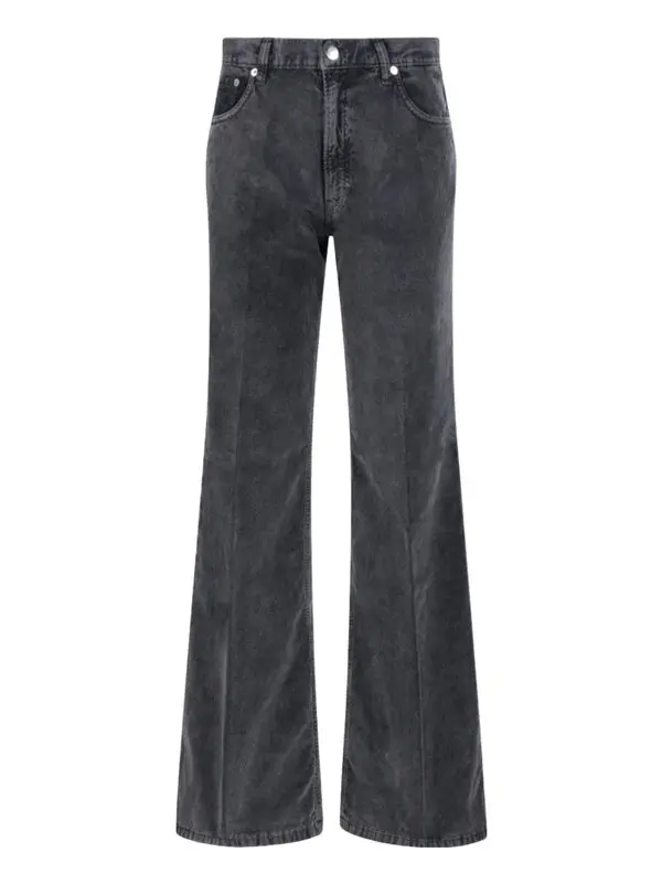 HAIKURE Logo Patch Wide-leg Corduroy Pants - Grey
