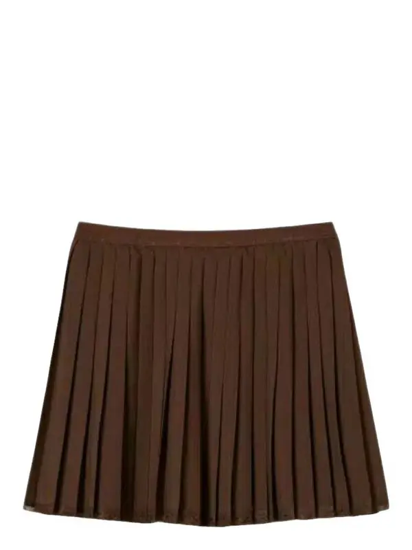 TWINSET Pleated Crepe Skirt With Logo Waistband - Red