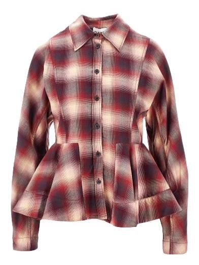 GANNI Checked Flannel Shirt - Red