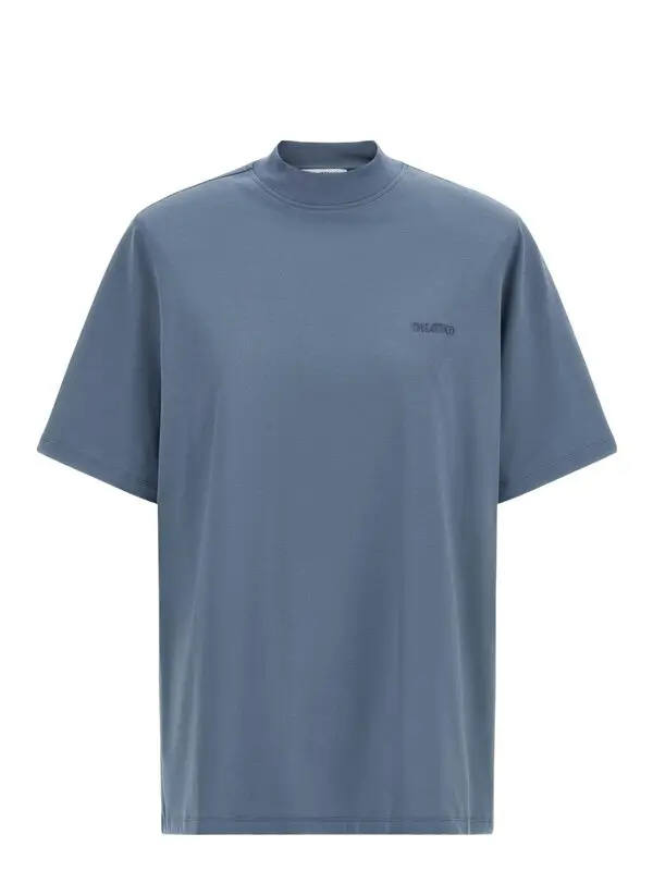 Attico Mock Neck Oversized T-shirt - Blue