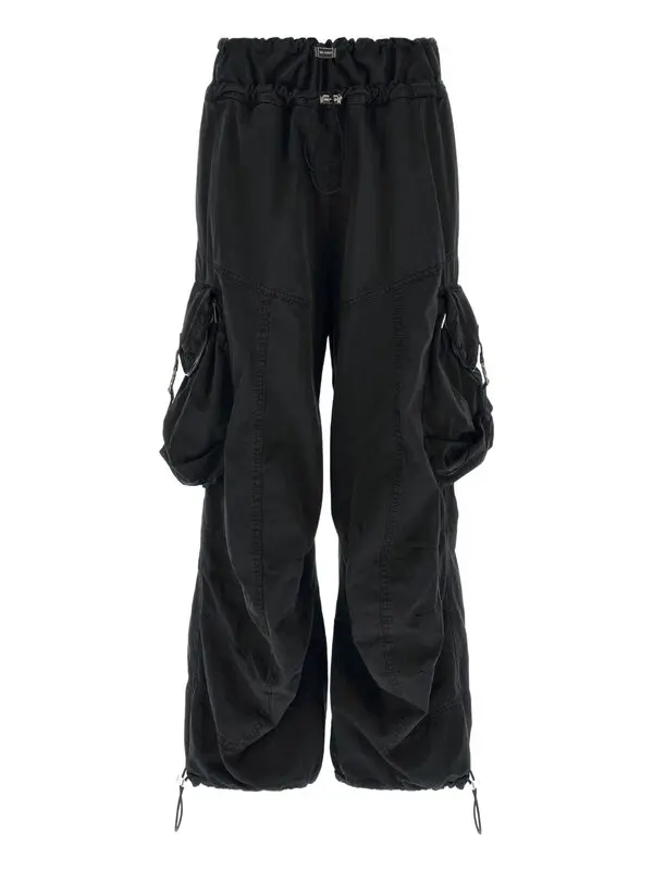 Attico Oversized Parachute Cargo Pants - Black