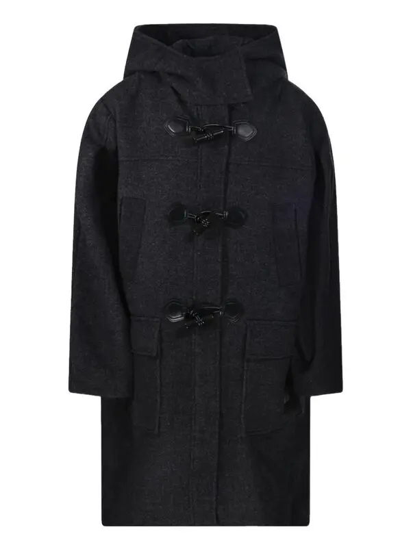 GANNI Hooded Toggle-fastening Coat - Phantom Black