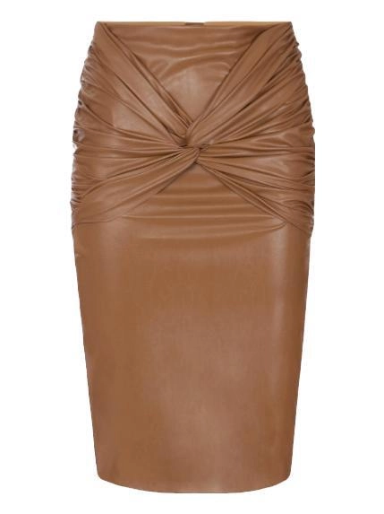 Elisabetta Franchi Draped Midi Skirt With Knot Detail - Cigar