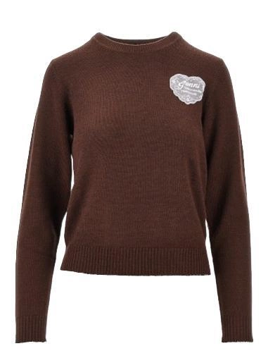 GANNI Logo Patch Knitted Jumper - Red