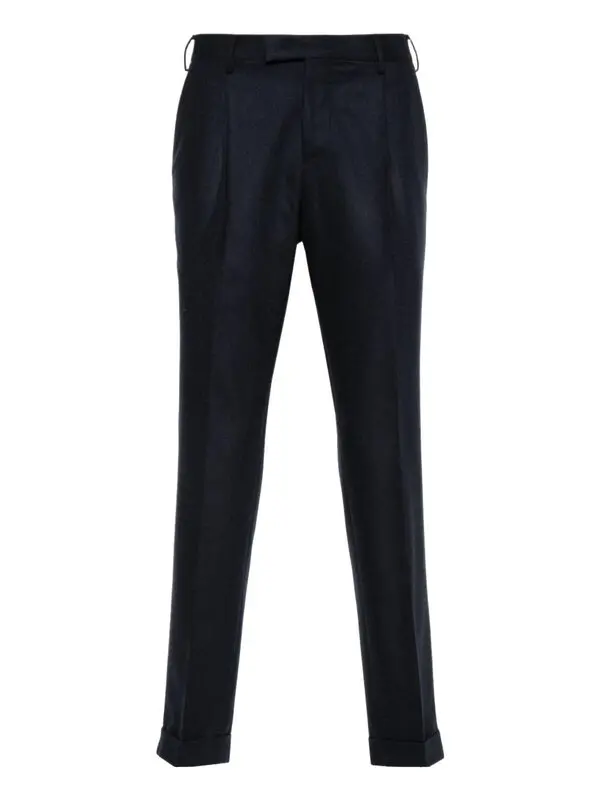 PT TORINO Mid-rise Pleated Trousers - Navy