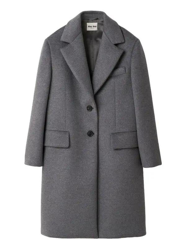 Miu Miu Single-breasted Velour Coat - Grey
