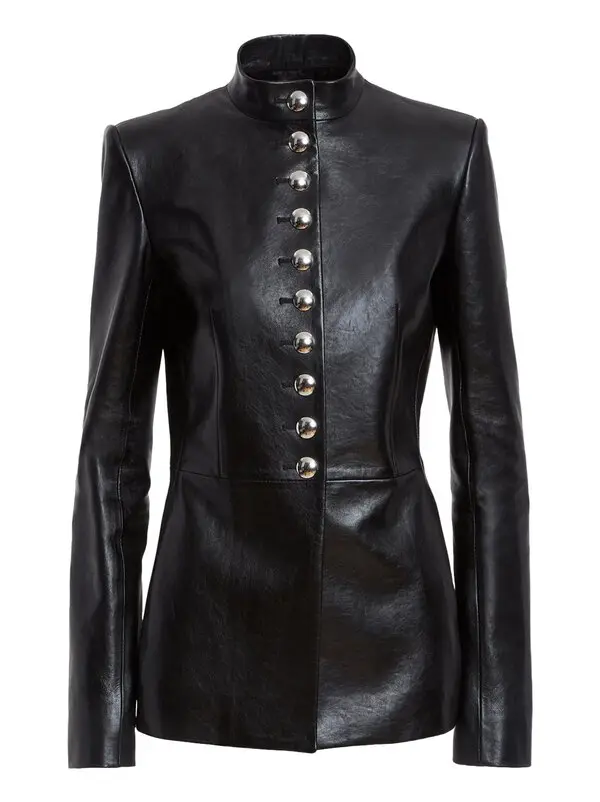 Khaite Standing Collar Leather Jacket - No