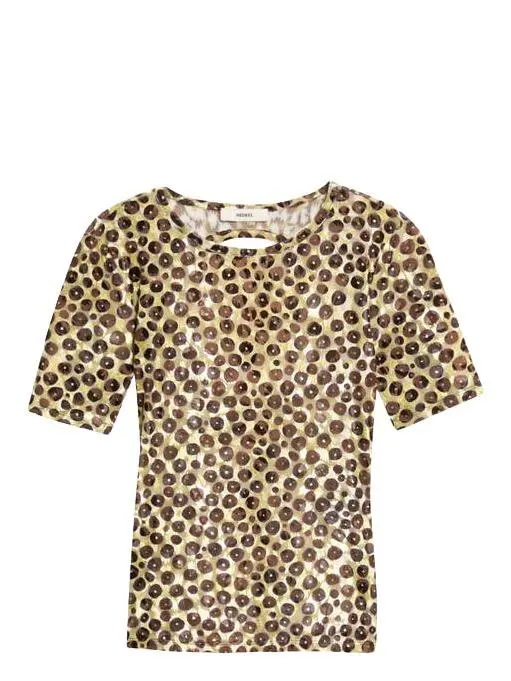 SIEDRES Idyl Print Velvet Devoré Open Back Top - Brown