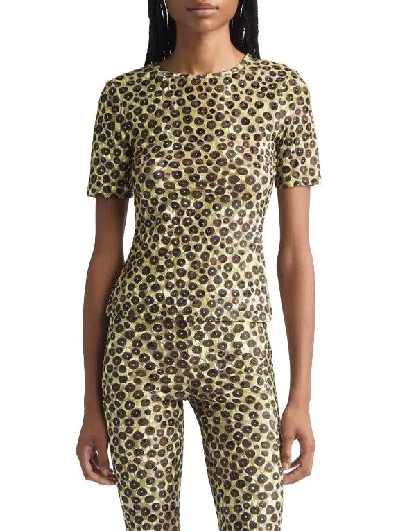 SIEDRES Idyl Print Velvet Devoré Open Back Top - Brown