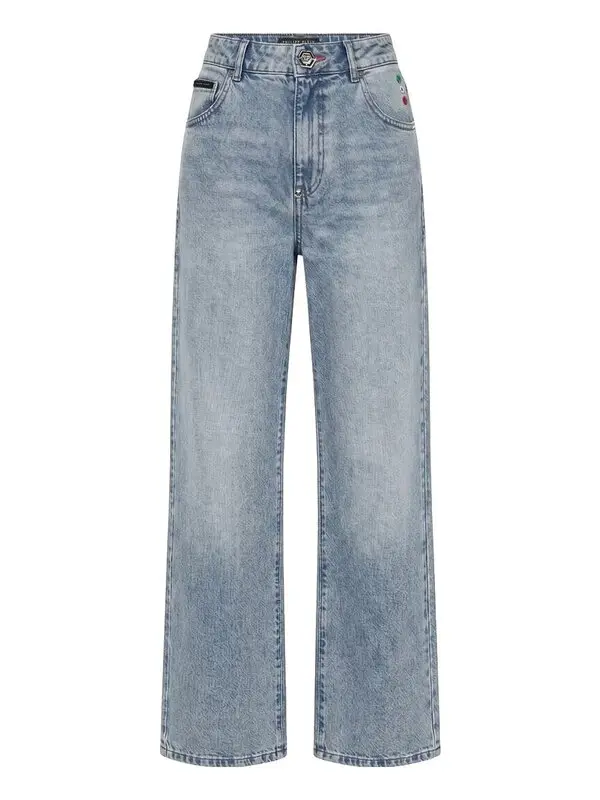 Philipp Plein Straight Fit Denim Jeans - Sky Wash