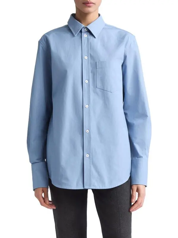 Victoria Beckham Perry Compact Oxford Button-up Shirt - Ocean Mist