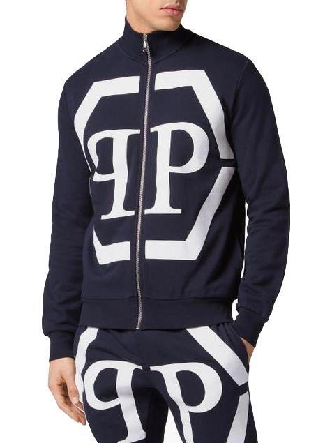 Philipp Plein Jogging Jacket Hexagon - Bluenavy/white