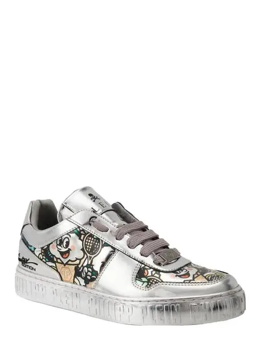 Philipp Plein Mirror Leather Sneakers 3d Ice Cream - Silver