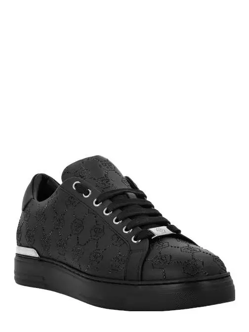Philipp Plein Low Top Sneakers Carson Monogram Strass - Black/black