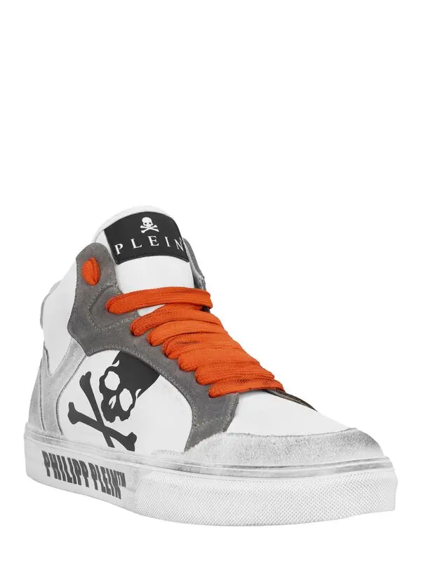 Philipp Plein High Top Sneakers - White/orangefluo