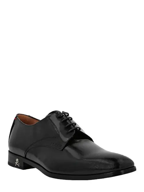Philipp Plein Leather Lace-up Derby Shoes With Monogram Detail - Black