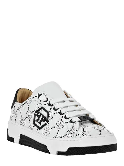 Philipp Plein Low Top Leather Skeakers Matte Monogram - Black