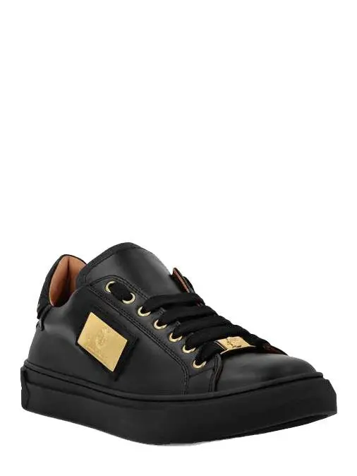BILLIONAIRE Croc-effect Nappa Leather Low-top Sneakers - Black/black