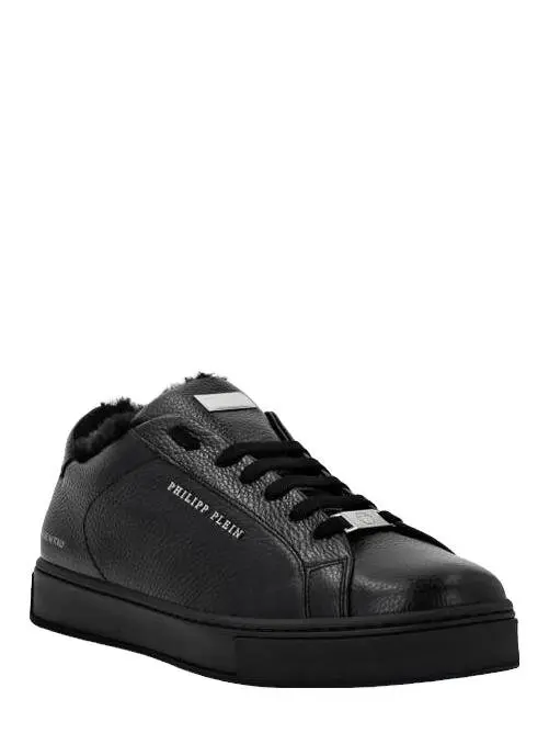 Philipp Plein Big Bang" Leather Lo-top Sneakers - Black