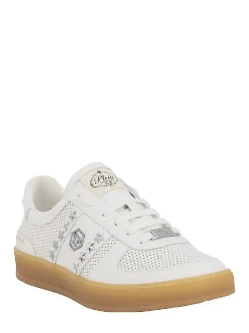 Philipp Plein Perforated Leather Sneakers Retro Rebel - White
