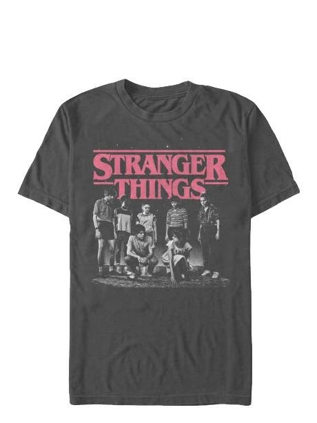 STRANGER THINGS Title Logo Faded Graphic T-shirt - Charcoal