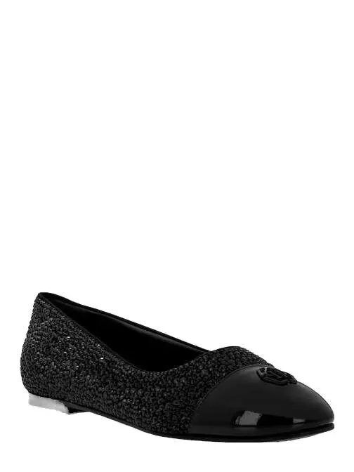 Philipp Plein Ballerina Flats With Rhinestones And Skull Detail - Black
