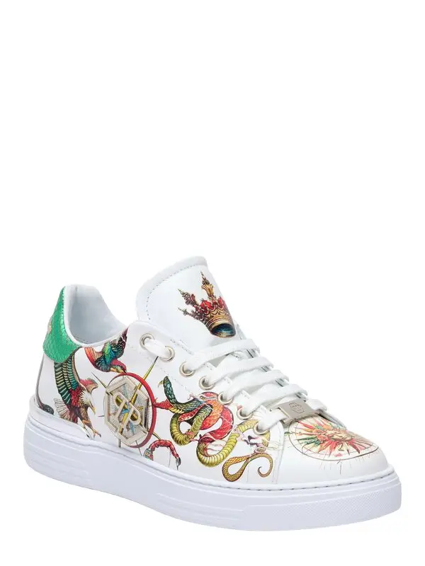 Philipp Plein Leather Printed Low-top Sneakers - Offwhite