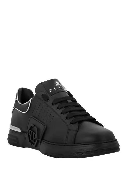 Philipp Plein Nappa Leather Sneakers Low Top Hexagon - Black/black