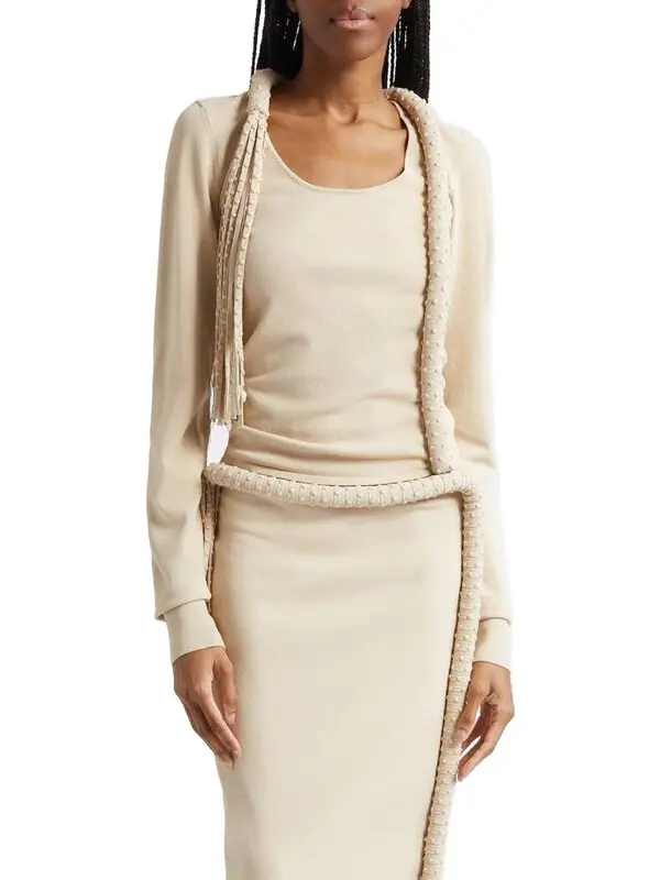 DIOTIMA Mane" Knit Top With Whip-inspired Trim - Ecru