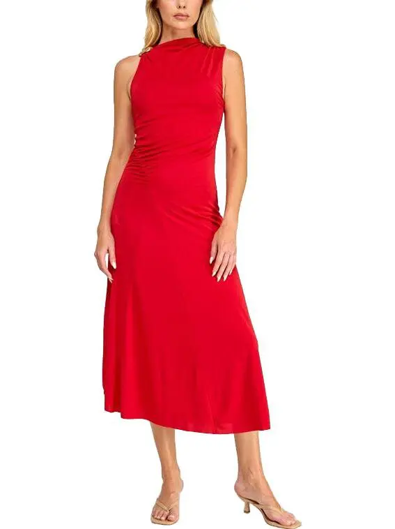 SOCIALITE Asymmetrical Knit Midi Dress - Red