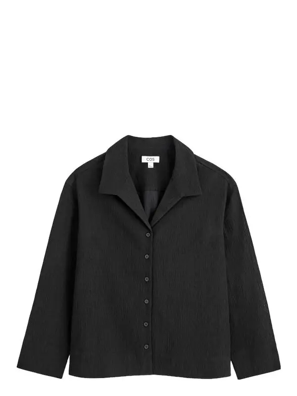 Cos Crinkled-jersey Shirt With Resort Collar - Black
