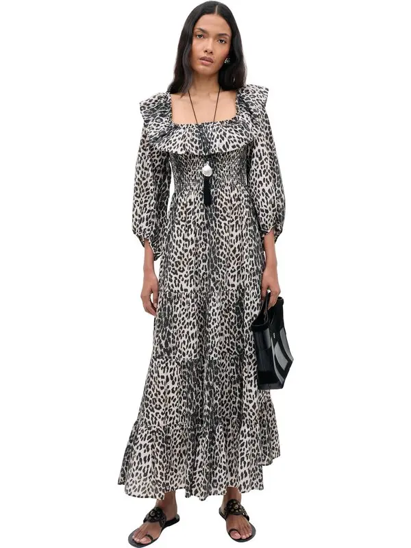 Rixo Nina Leopard Print Maxi Dress - Brown