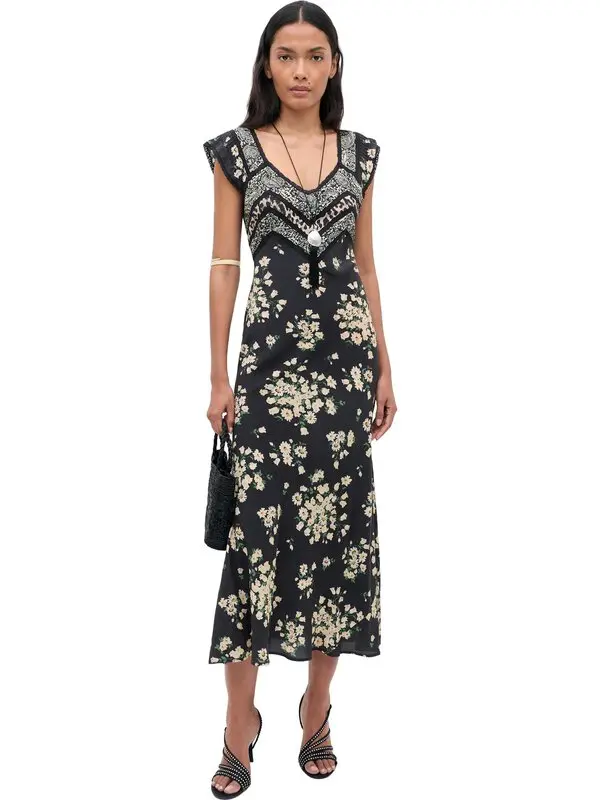 Rixo Bailee Amelia Gremlin Mix Regular Dress - Black