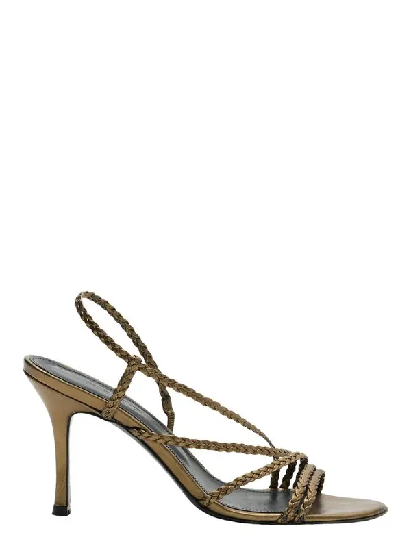 Rixo Gracey Braided Strap Stiletto Sandals - Gold