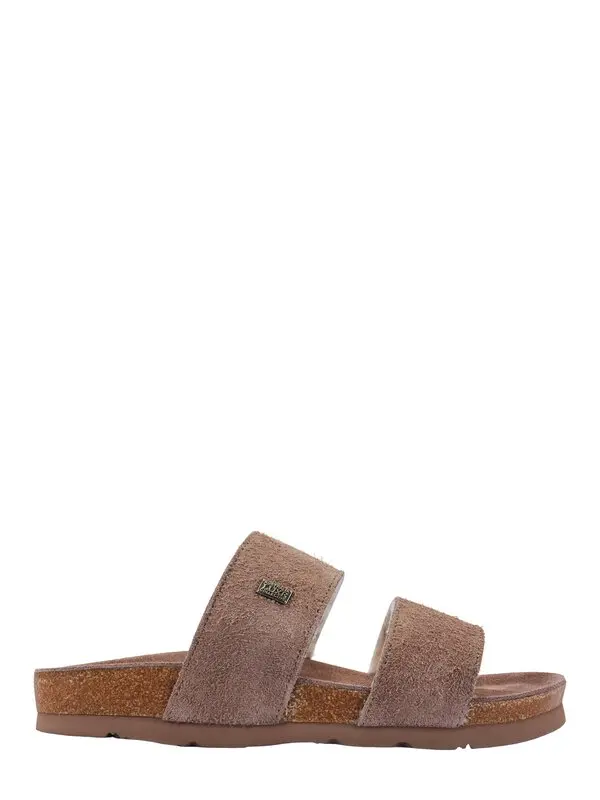 AUSTRALIA LUXE COLLECTIVE Brigitte Suede And Shearling Lined Slip-on Sandals - Brown