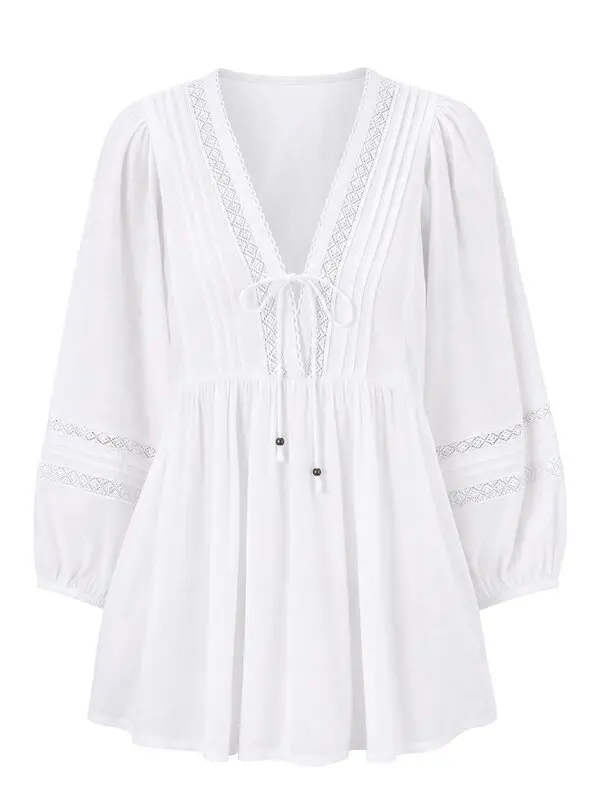 Adrift Clothing Cairo Boho Blouse - White