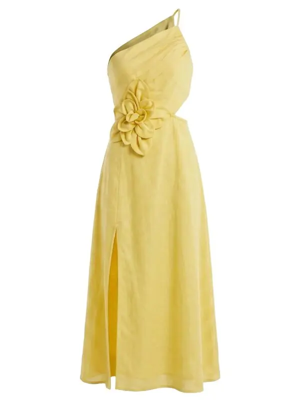 Yumi Kim One-shoulder Gathered Midi Dress - Yellow